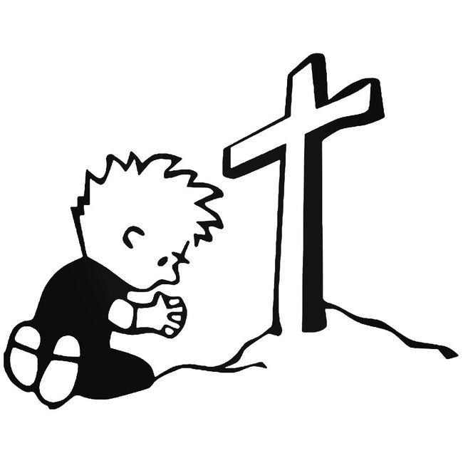 Boy Praying Cross Christian Decal Sticker – Decalfly