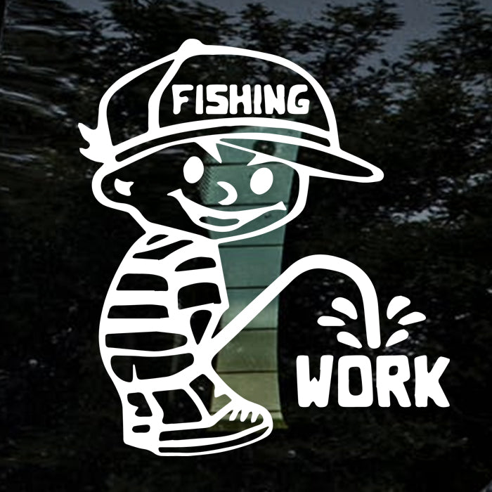 Calvin Fishing Pissing Peeing Truck Decal Sticker – Decalfly